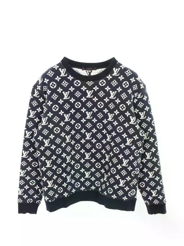 LOUIS VUITTON Monogram Jacquard Crew Neck Sweater - Blue