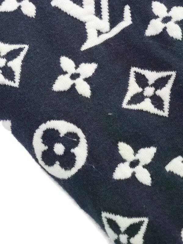 LOUIS VUITTON Monogram Jacquard Crew Neck Sweater - Blue