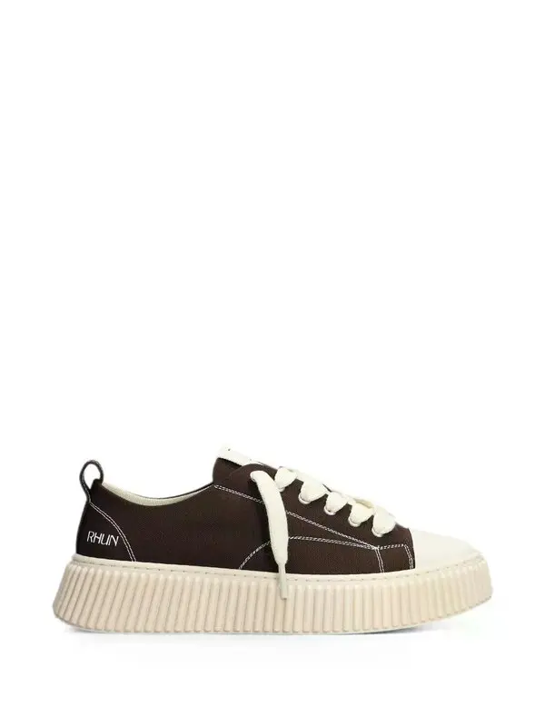 RHUN Treble Logo-print Canvas Sneakers - Brown