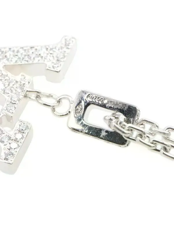 LOUIS VUITTON 18k White Gold Diamond Initials Pendant Necklace