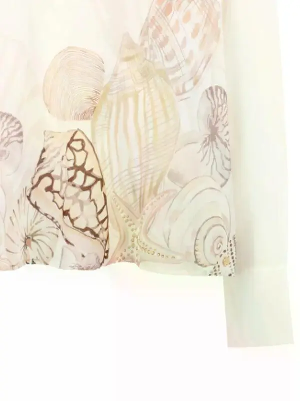 MARCCAIN Seashell-print Tie-neck Blouse