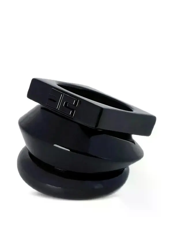 Elisabetta Franchi Stacked Geometric Ring - Black
