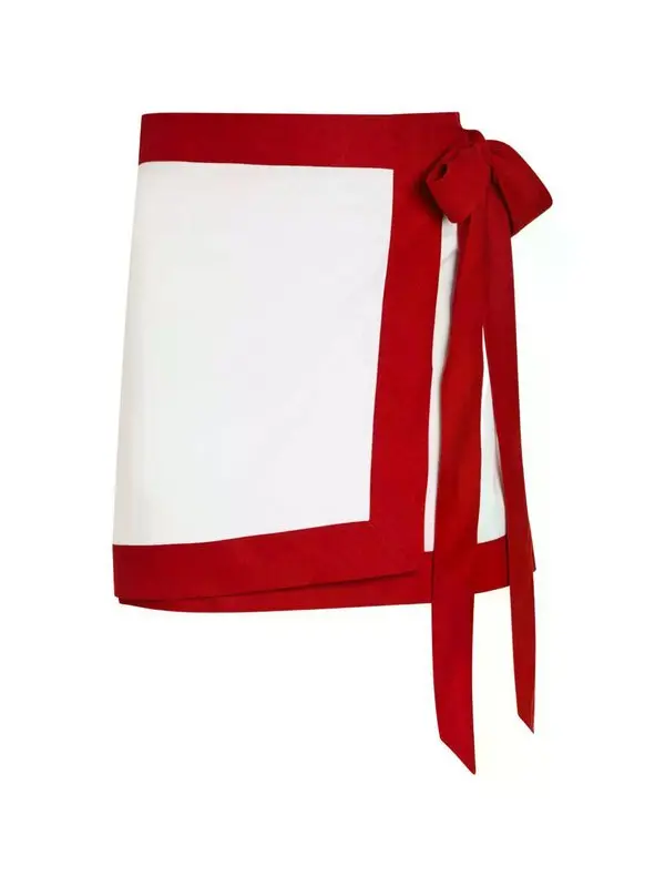 LIBEROWE Contrast Trim Wrap Mini Skirt - White