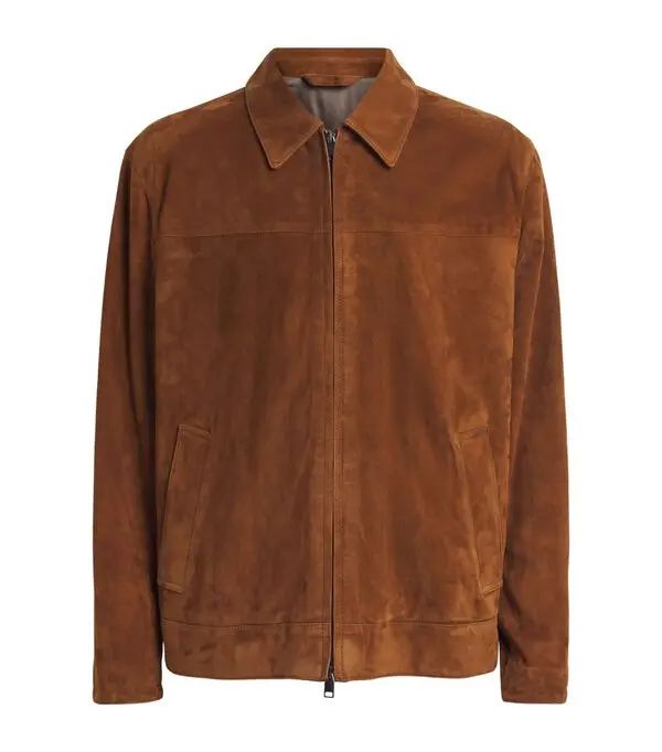 Brioni Lambskin Suede Bomber Jacket - Brown
