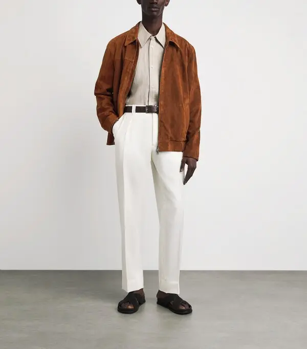 Brioni Lambskin Suede Bomber Jacket - Brown
