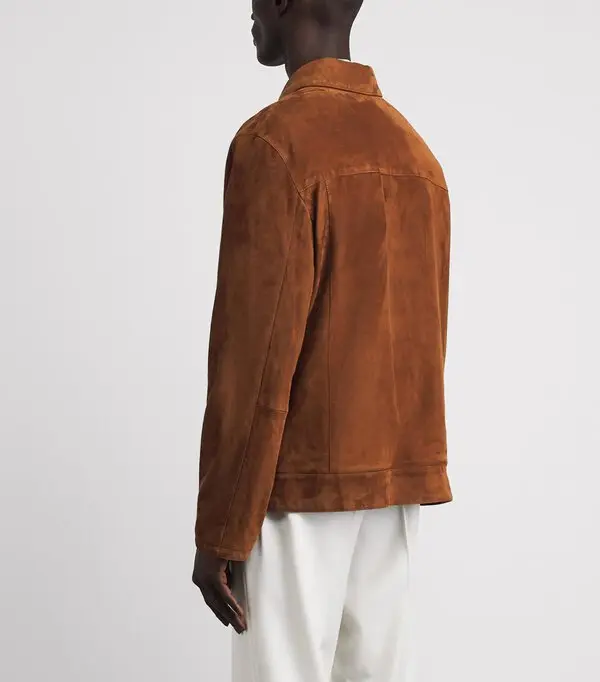 Brioni Lambskin Suede Bomber Jacket - Brown