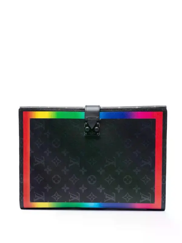 LOUIS VUITTON Monogram Eclipse Rainbow Franck Folder Clutch Bag