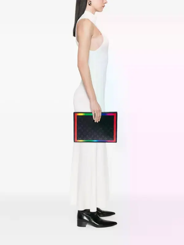 LOUIS VUITTON Monogram Eclipse Rainbow Franck Folder Clutch Bag
