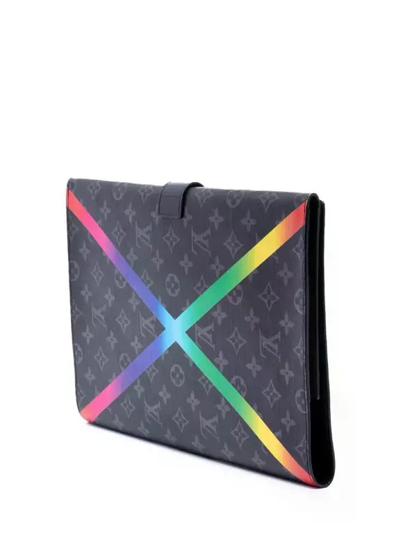 LOUIS VUITTON Monogram Eclipse Rainbow Franck Folder Clutch Bag