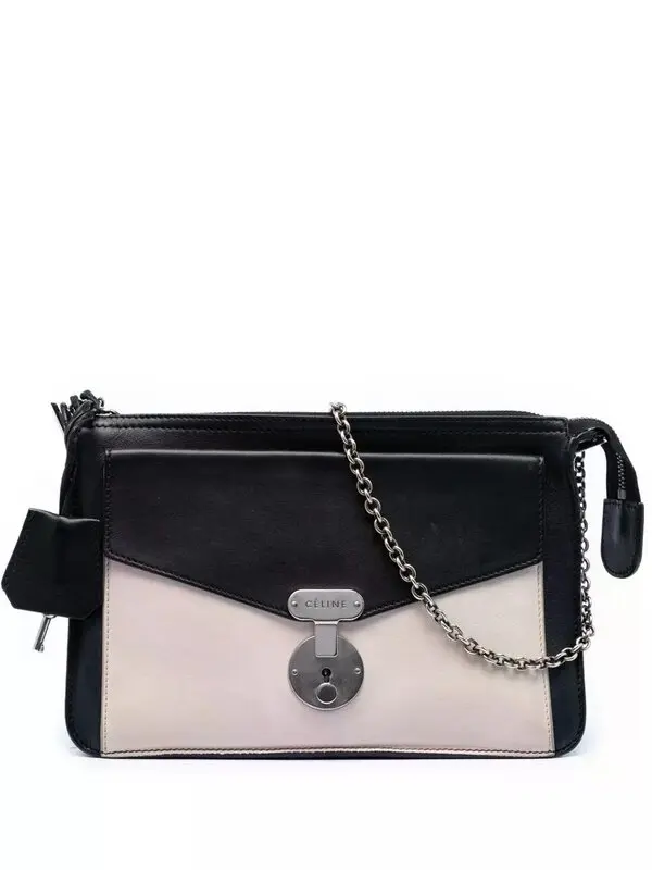 Celine Bicolor Leather Pocket Envelope Zip Crossbody Bag