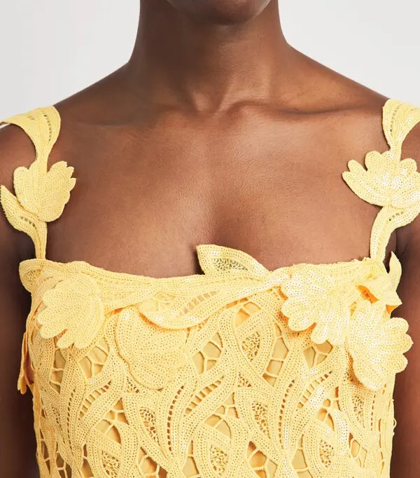 Simkhai Embroidered Sequin Maxi Dress - Yellow
