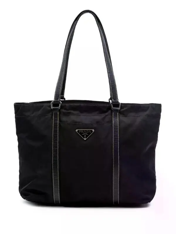 Prada Saffiano Trimmed Tessuto Tote Bag