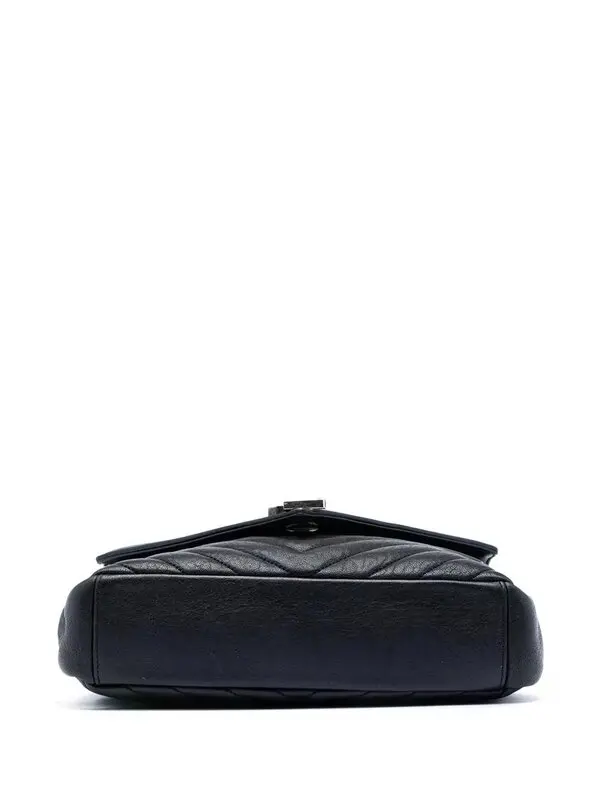 Saint Laurent Medium Chevron Sheepskin Monogram College Satchel - Black