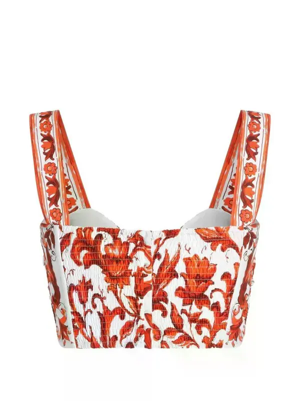 Dolce & Gabbana Majolica-print Poplin Bustier Top