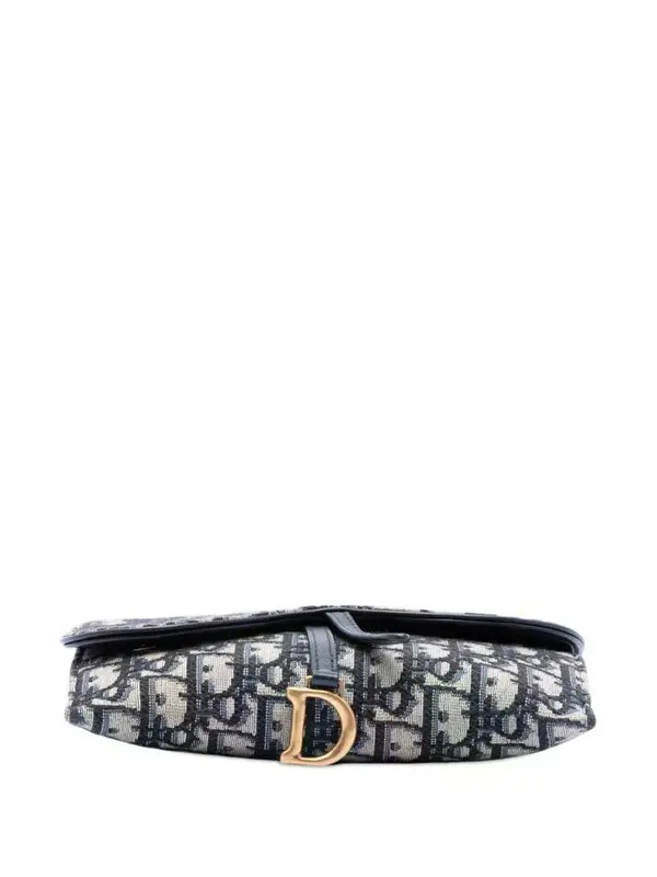 Dior 2020 Oblique Canvas Saddle Wallet On Chain Crossbody Bag - Blue