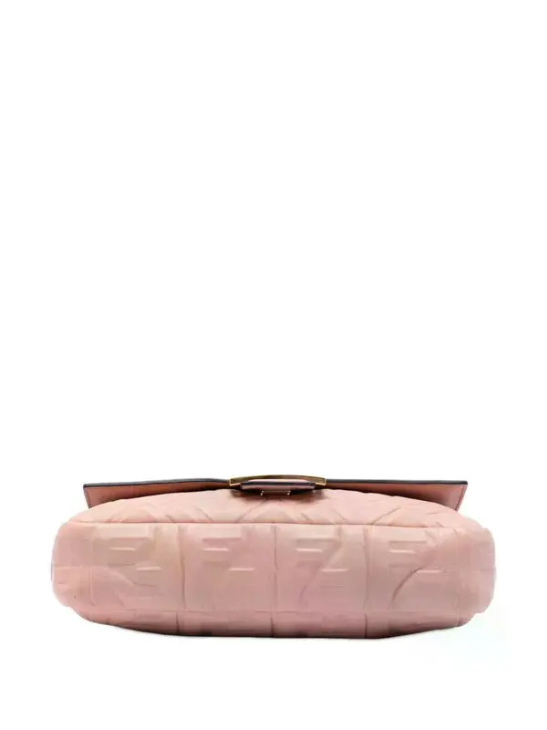 Fendi Zucca Embossed Leather Baguette Satchel - Pink