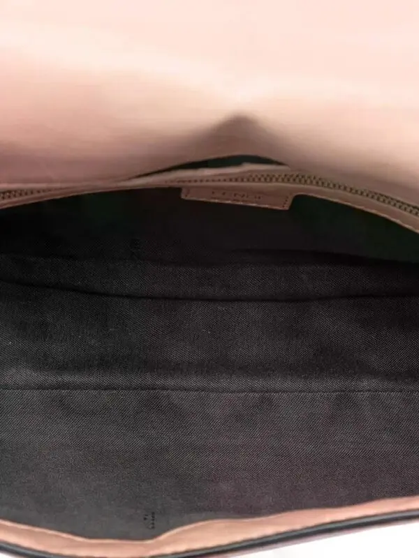 Fendi Zucca Embossed Leather Baguette Satchel - Pink
