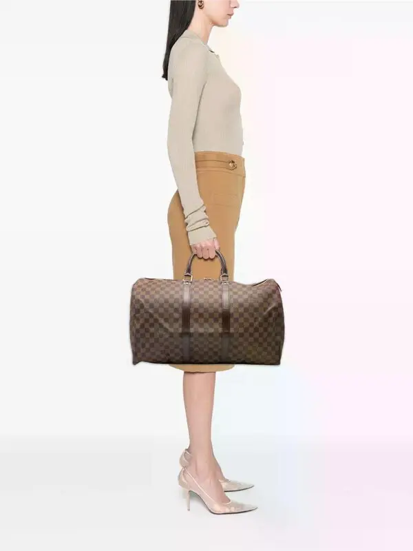 LOUIS VUITTON Damier Ebene Keepall 50 Travel Bag - Brown