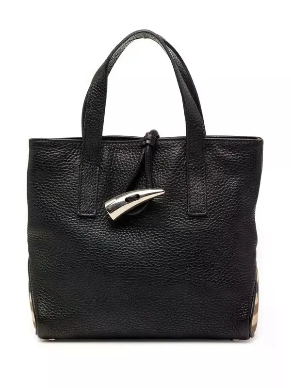 Burberry Grainy Calfskin Horn Toggle Tote Bag