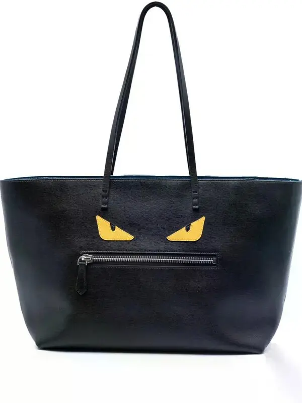 Fendi Leather Roll Tote Bag - Black