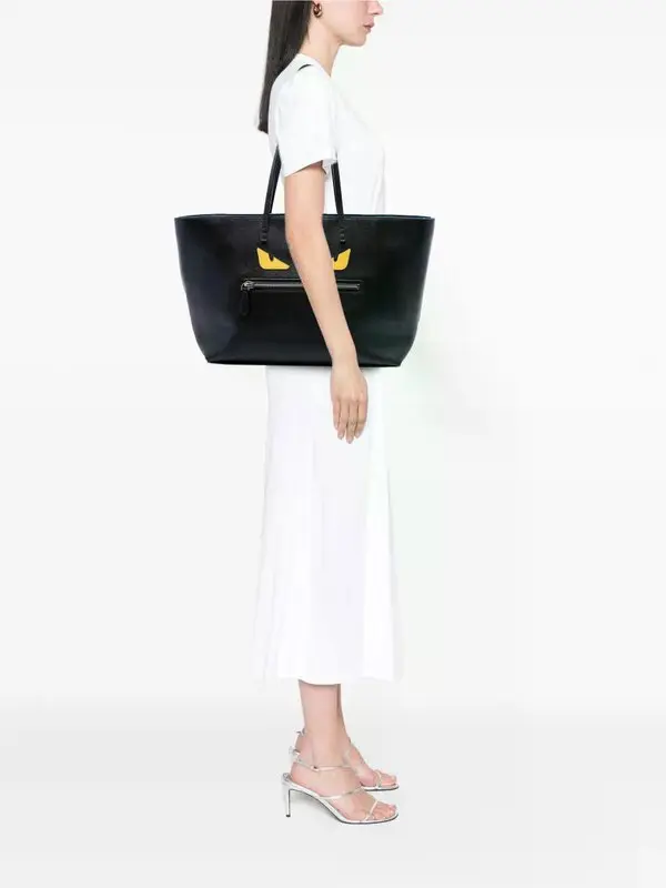 Fendi Leather Roll Tote Bag - Black