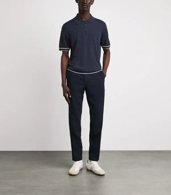 BOSS Linen-blend Zip-up Polo Shirt