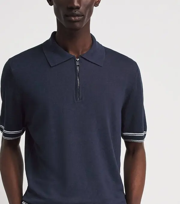BOSS Linen-blend Zip-up Polo Shirt