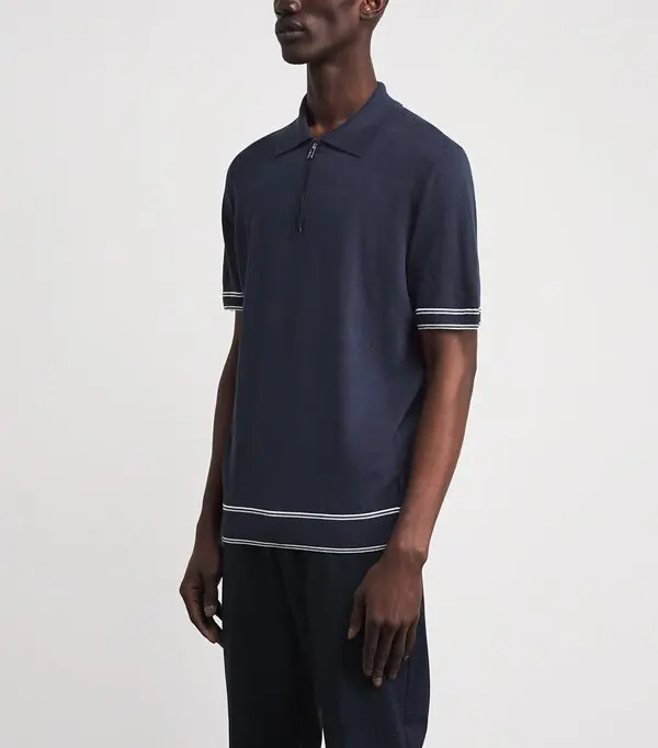 BOSS Linen-blend Zip-up Polo Shirt