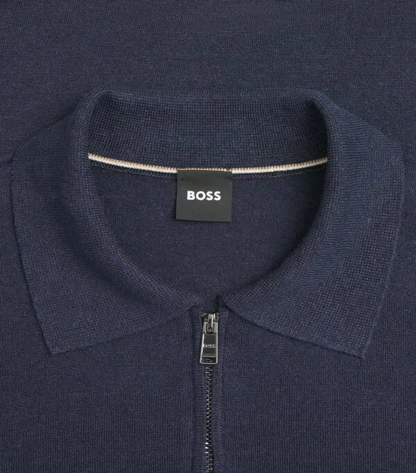 BOSS Linen-blend Zip-up Polo Shirt