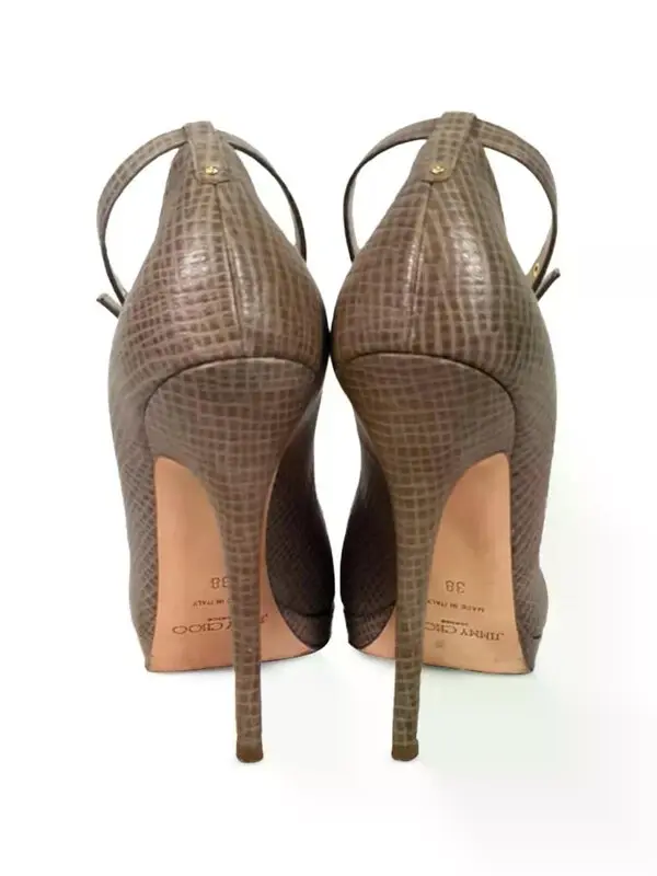 JIMMY CHOO Textured Peep-toe Pumps