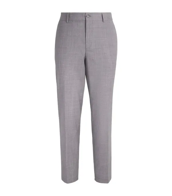 BOSS Linen-blend Straight Trousers - Grey