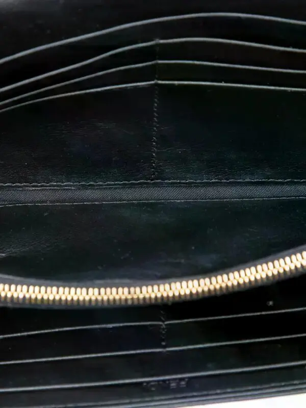 Fendi 2010-2026 Zucca Embossed Nappa Baguette Continental Wallet With Chain Crossbody Bag