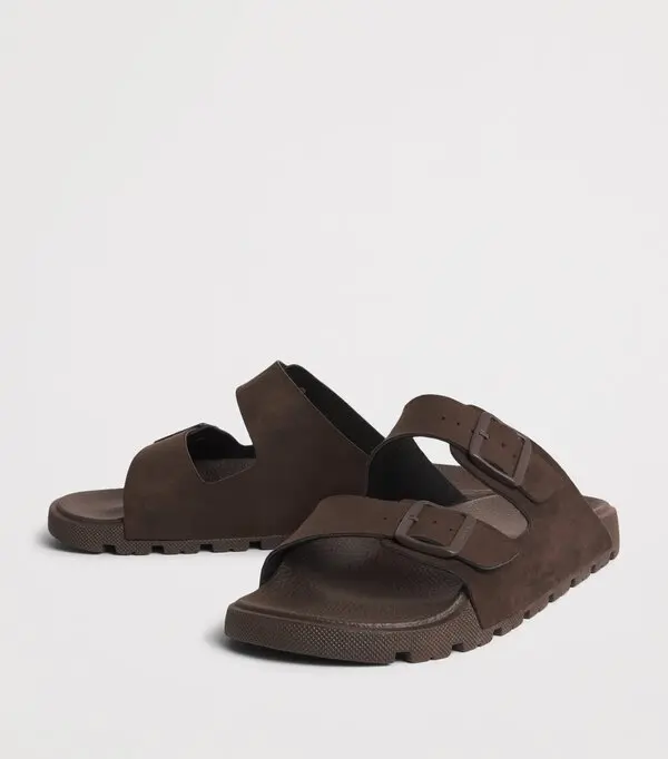 BOSS Faux Suede Surfley Slides With Buckle Fastenings