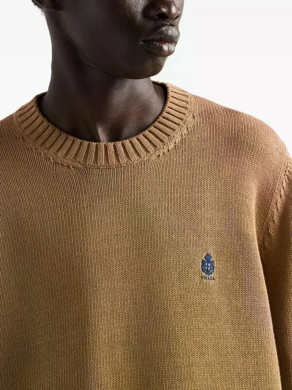Prada Embroidered Logo Cotton Sweater