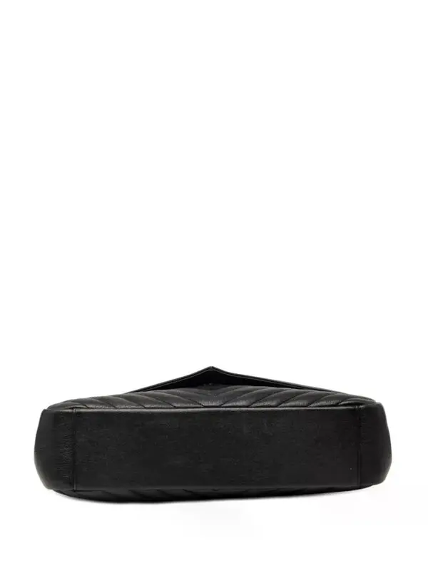 Saint Laurent Large Chevron Sheepskin Monogram College Bag - Black