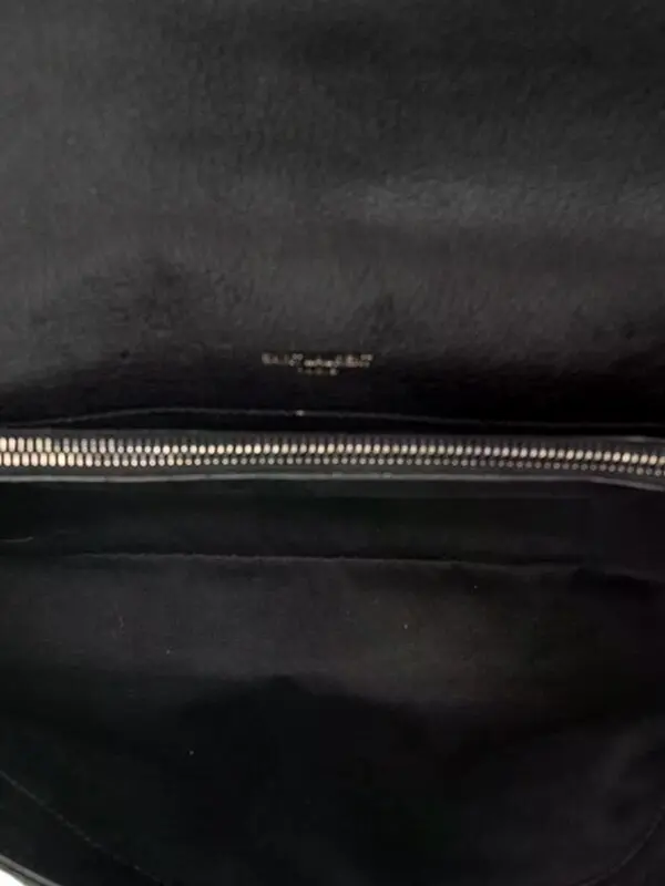 Saint Laurent Large Chevron Sheepskin Monogram College Bag - Black