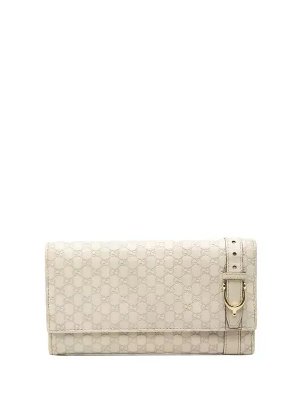 Gucci 2000-2015 Microguccissima Nice Wallet Long Wallets - White