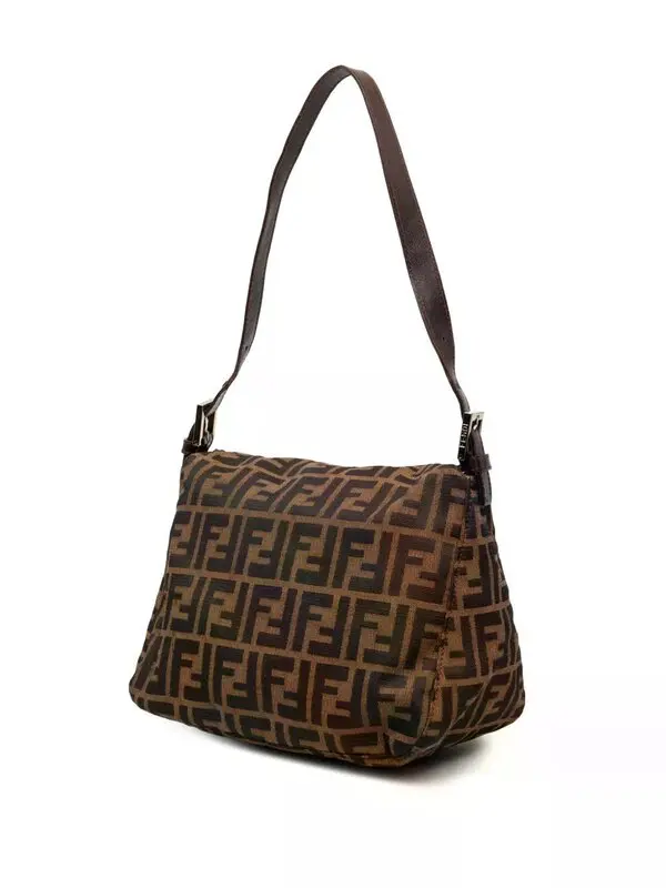 Fendi Zucca Canvas Double Flap Shoulder Bag