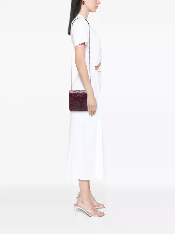 Saint Laurent Crinkled Calfskin Niki Wallet On Chain Crossbody Bag - Red