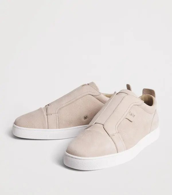 CHRISTIAN LOUBOUTIN St Louis Leather Slip-on Sneakers - Beige
