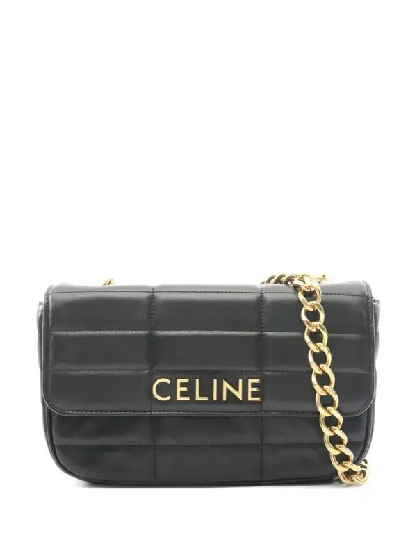 Celine Quilted Chain Shoulder Bag - Black