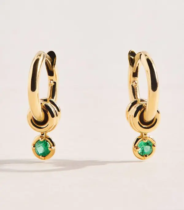 SPINELLI KILCOLLIN Gold And Emerald Zahra Hoop Earrings - Yellow