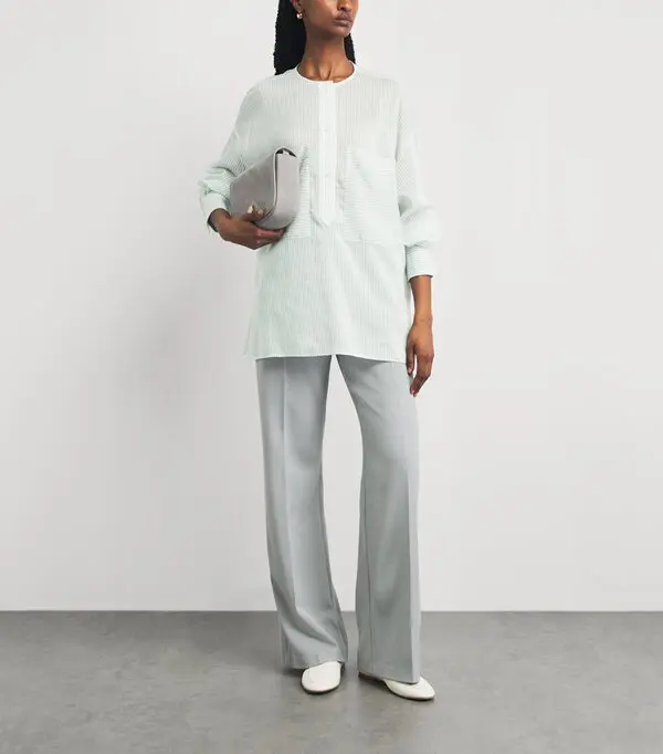 Eleventy Cotton-silk Striped Shirt