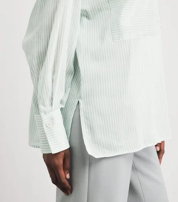 Eleventy Cotton-silk Striped Shirt