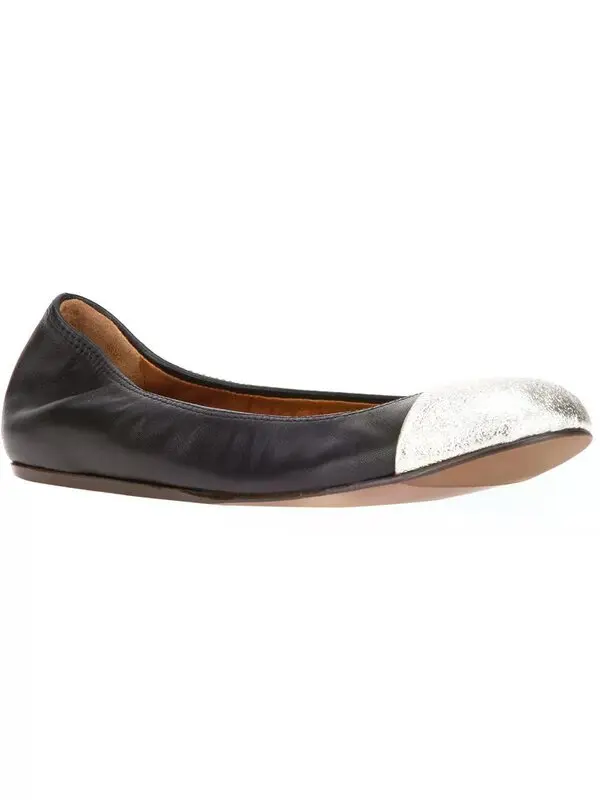LANVIN Leather Cap Toe Ballerinas - Black