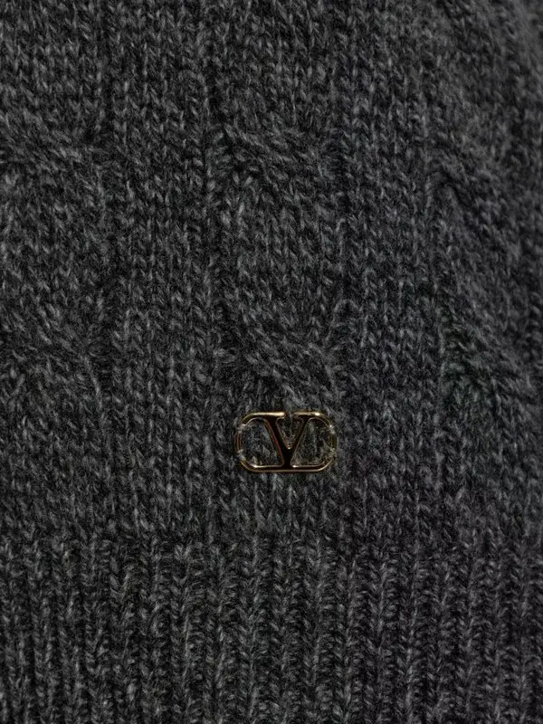 Valentino Garavani Wool V-logo Cable Knit Sweater