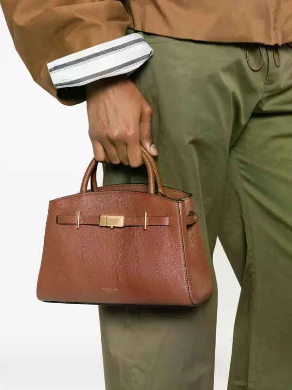 DEMELLIER Small Hudson Grained-leather Tote Bag - Brown
