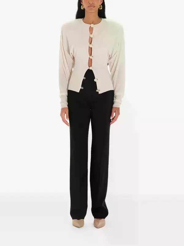 MANURI Aura Button-fastening Top - Neutrals