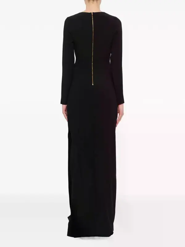 LANVIN Wool Blend Wrap Detail Maxi Dress - Black