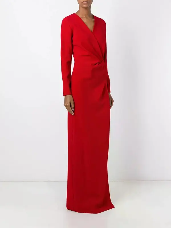 LANVIN Wool Blend Wrap Detail Maxi Dress